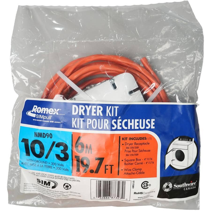 SOUTHWIRE 10/3 NMD-90 Copper Wire for Clothes Dryer Kit | Home Hardware