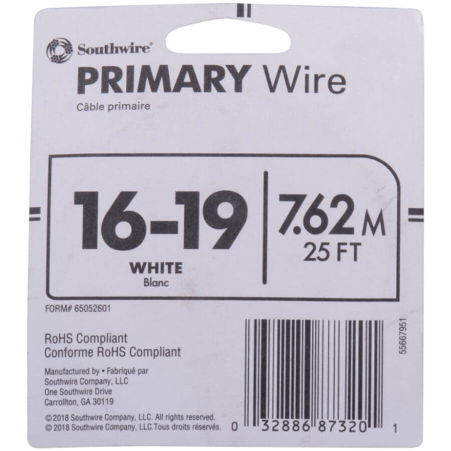 SOUTHWIRE 7.6M 16G Primary Wire - White | Home Hardware