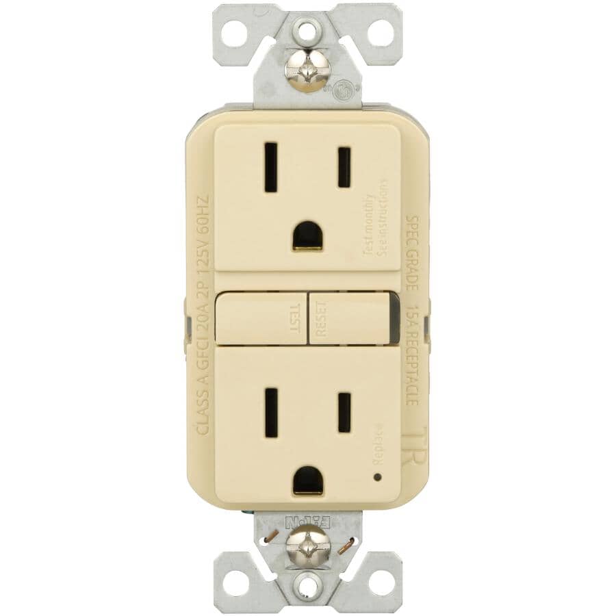 EATON 15 Amp Ivory Self Test Tamper Resistant GFI Receptacle | Home ...