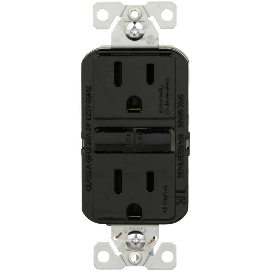 EATON 15 Amp Black Self Test Tamper Resistant GFI Receptacle | Home ...