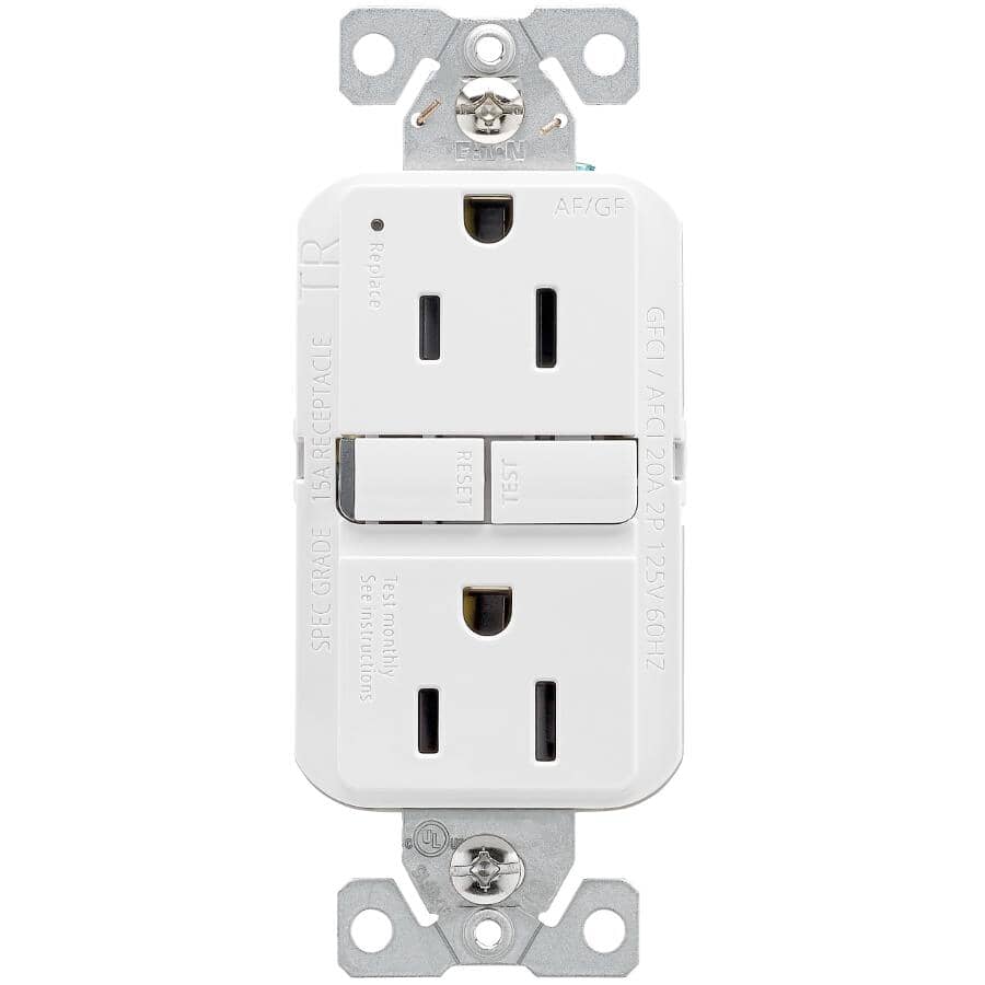 EATON 15 Amp White Self Test Tamper Resistant GFCI Receptacle | Home ...