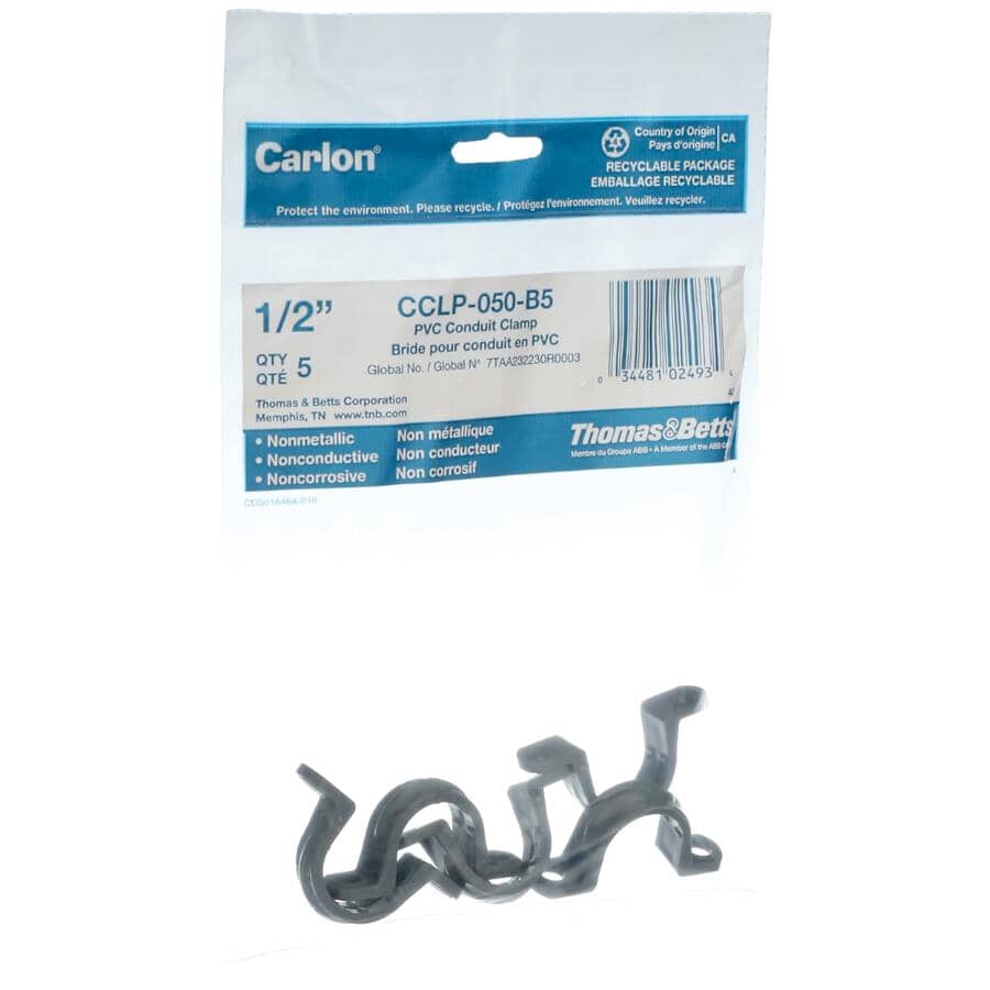 CARLON 5 Pack 1/2" 2 Hole PVC Conduit Clamps | Home Hardware