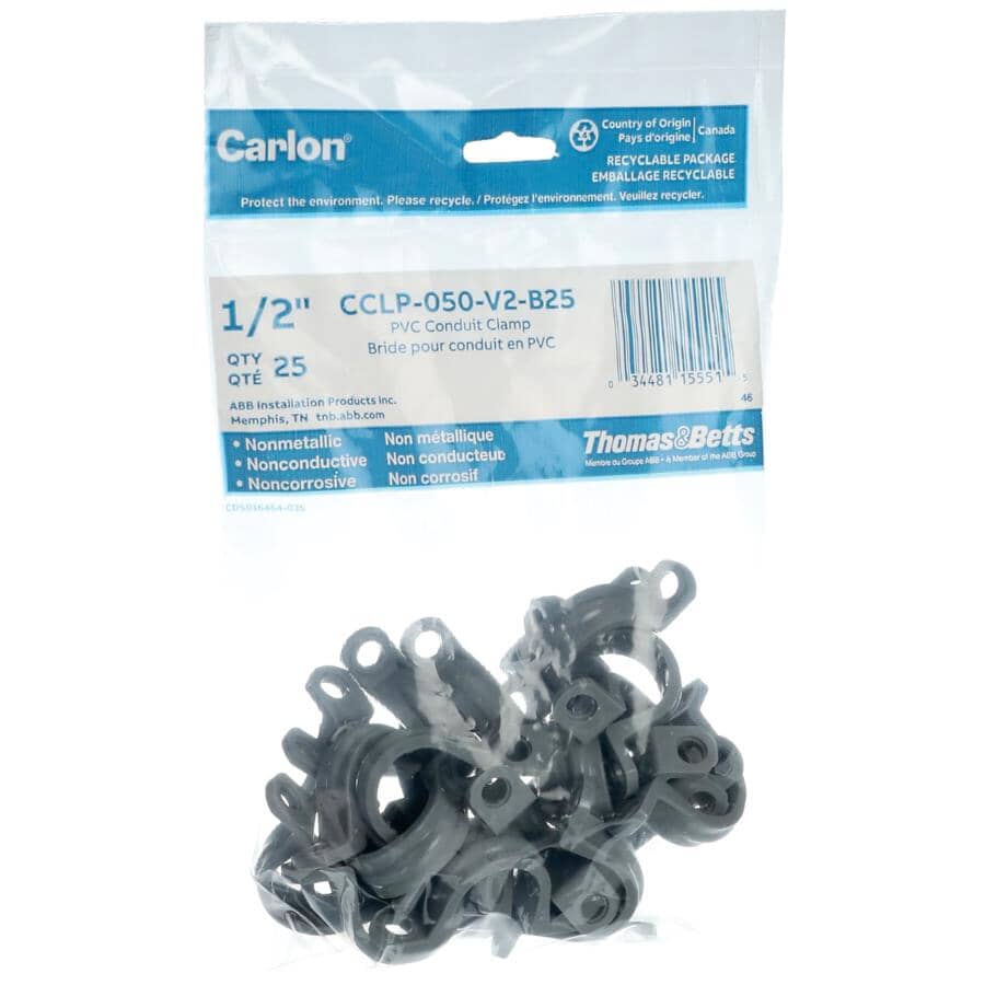 CARLON 25 Pack 1/2" 2 Hole PVC Conduit Straps | Home Hardware