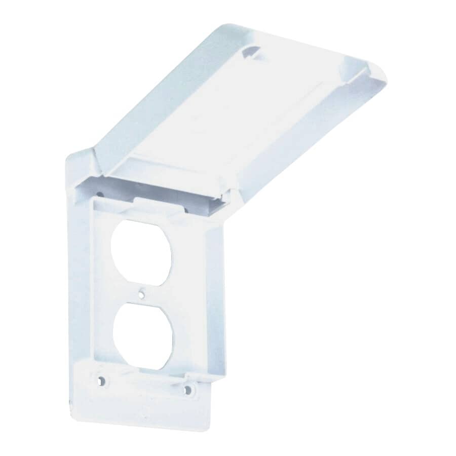 CARLON White Vertical Weatherproof Duplex Receptacle Cover | Home Hardware