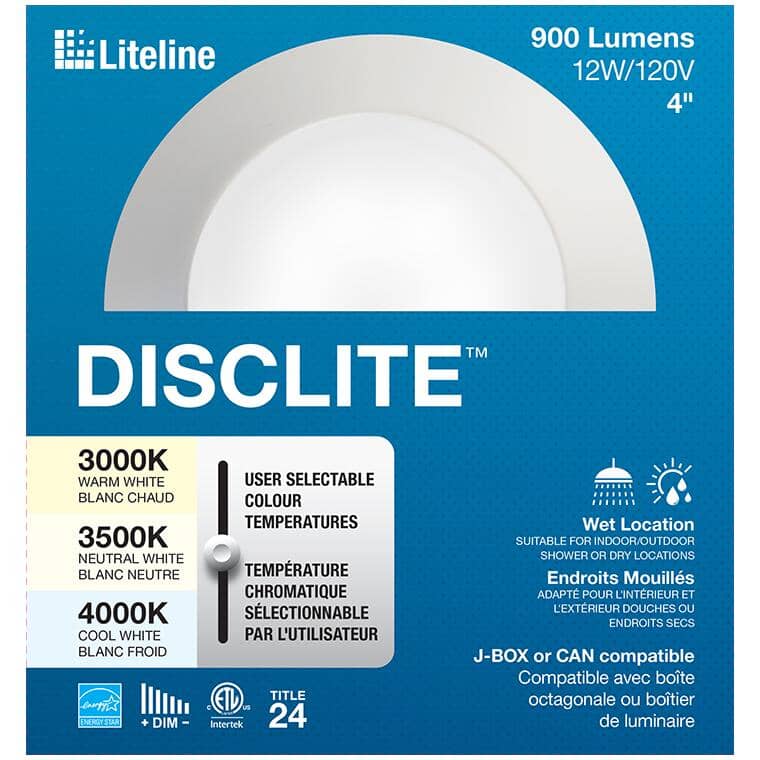 LITELINE DiscLite 4" Recessed or Surface Mount LED Pot Light with ...