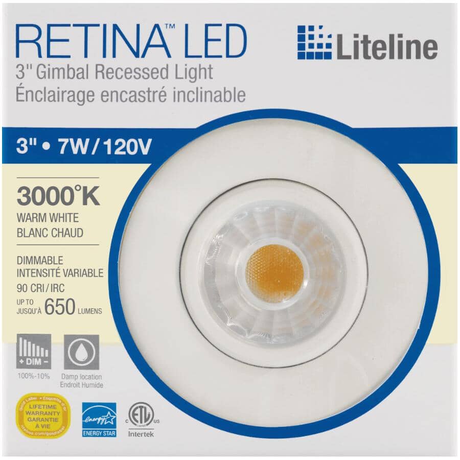 Liteline 7W Retina LED 3" Gimbal Recessed Pot Light | Home Hardware