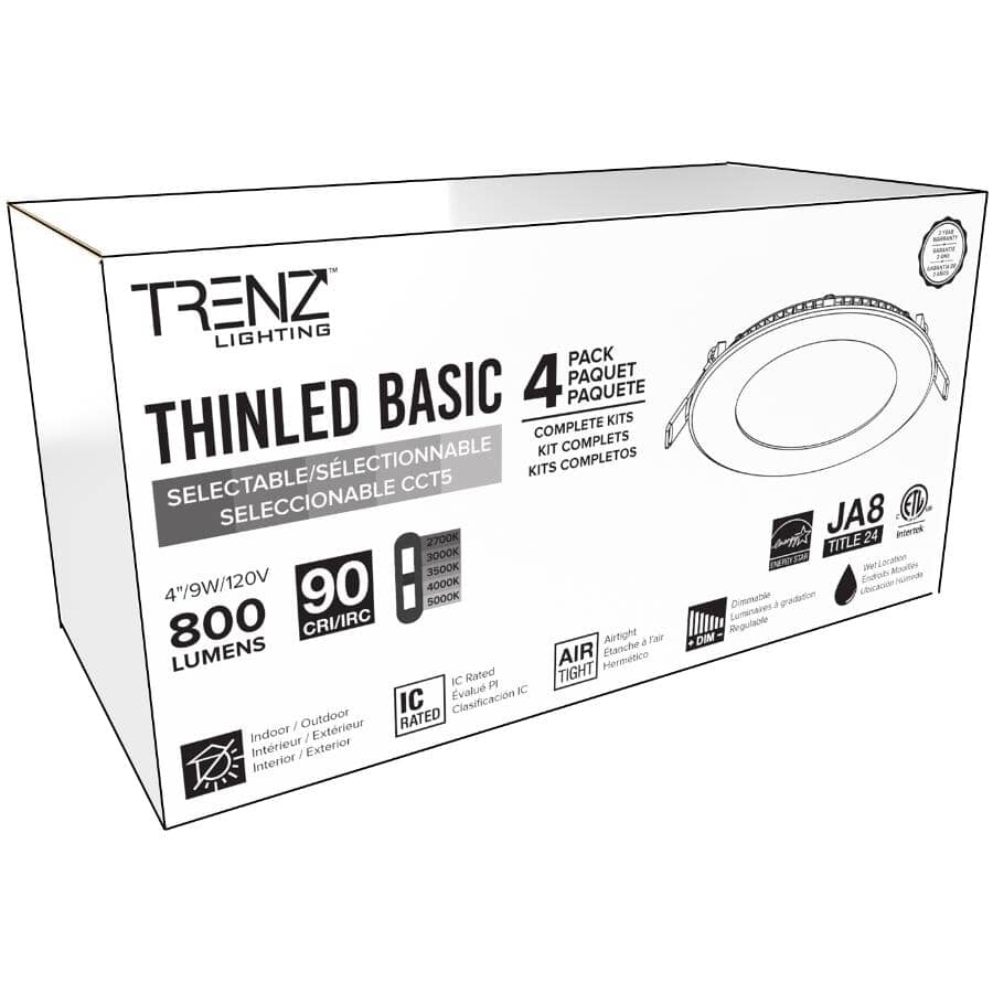 TRENZ LIGHTING ThinLED Basic 4" Recessed LED Pot Light with CCT Switch ...