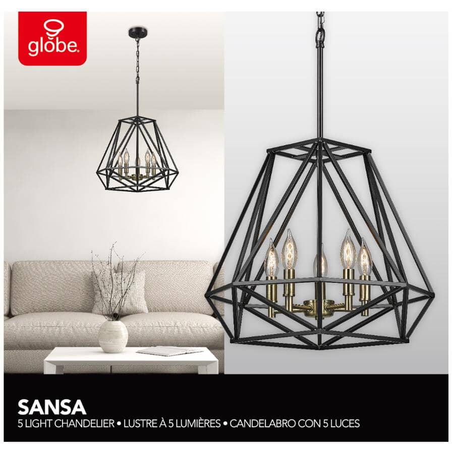 GLOBE ELECTRIC Sansa 5 Light Chandelier | Home Hardware