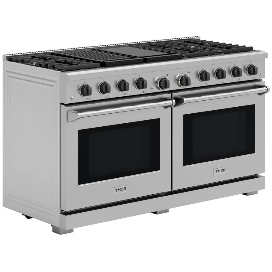 THOR KITCHEN 60" 9.6 cu. ft. Freestanding Gas Rang (LRG60E) - Stainless ...