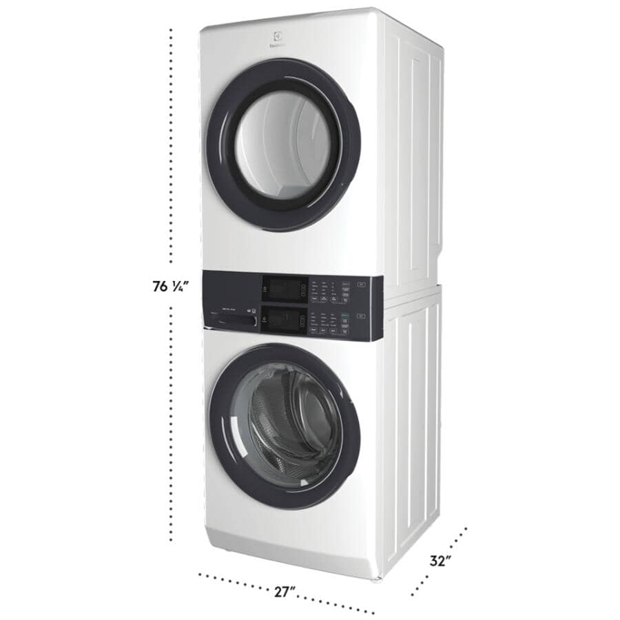 ELECTROLUX 27" Laundry Tower 5.1 cu. ft. Front Load Washer & 8 cu. ft ...