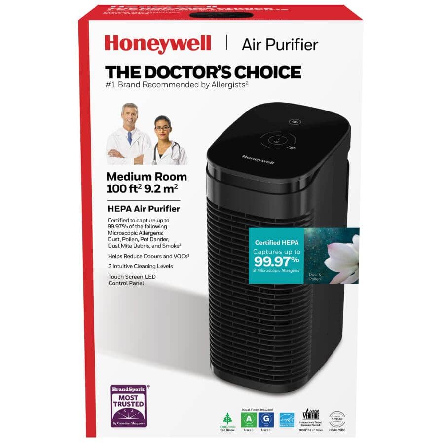 HONEYWELL True HEPA Compact Tower Air Purifier with Allergen Remover ...