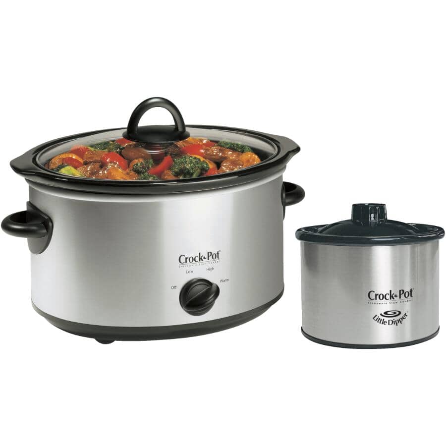 Crockpot 5.5 Quart Oval Stainless Steel Slow Cooker, with Little Dipper ...