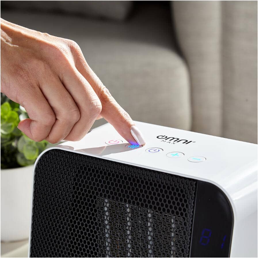 OMNIMAX Radiateur numérique blanc à élément chauffant en céramique de 1 ...