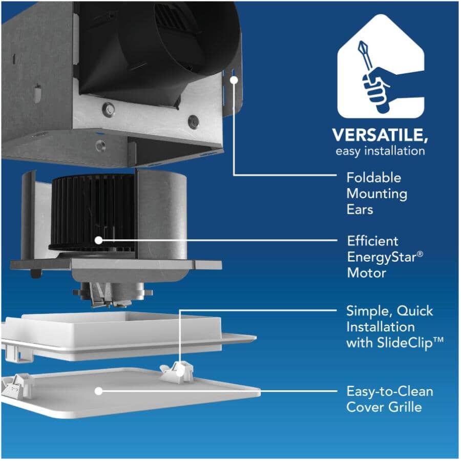 NUTONE Roomside Series 60 CFM 0.9 Sones Ceiling or Wall Vent Fan | Home ...