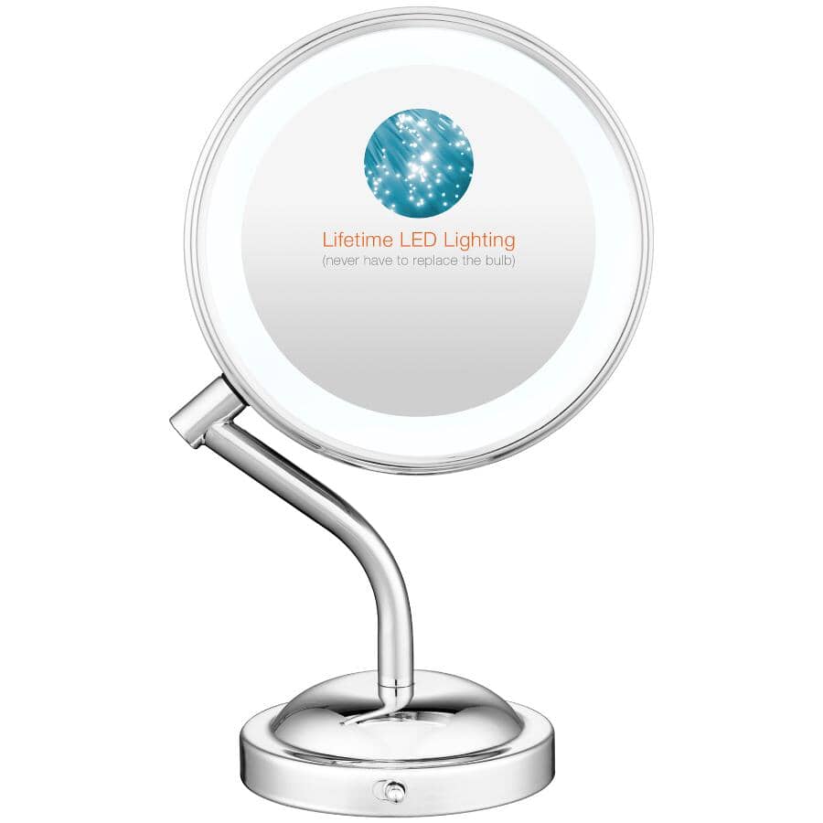 CONAIR 1x+5x Round 6" Table Top Lighted Makeup Mirror | Home Hardware