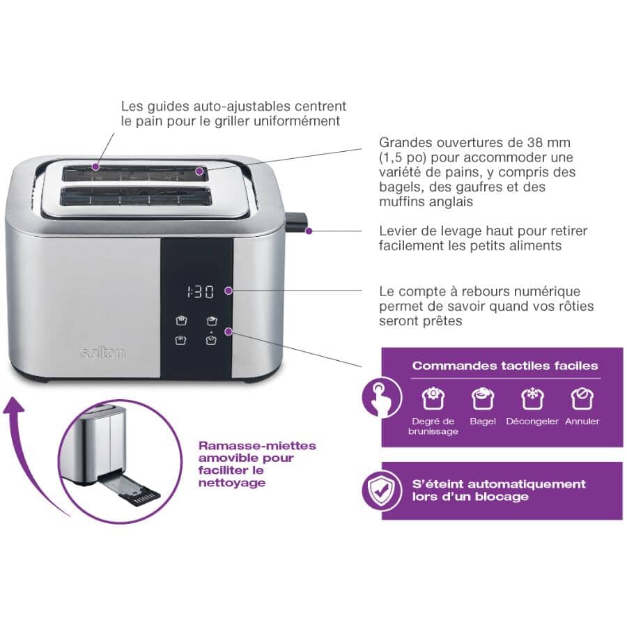 SALTON 2 Slice Digital Countdown Stainless Steel Toaster | Home Hardware