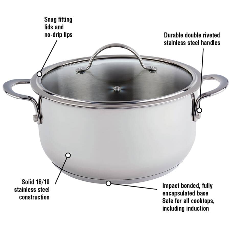 MOSAIC Stainless Steel Dutch Oven with Glass Lid | Home Hardware