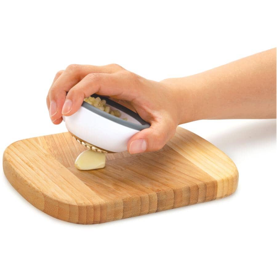 JOIE MSC Stainless Steel Garlic Press with White Handle | Home Hardware