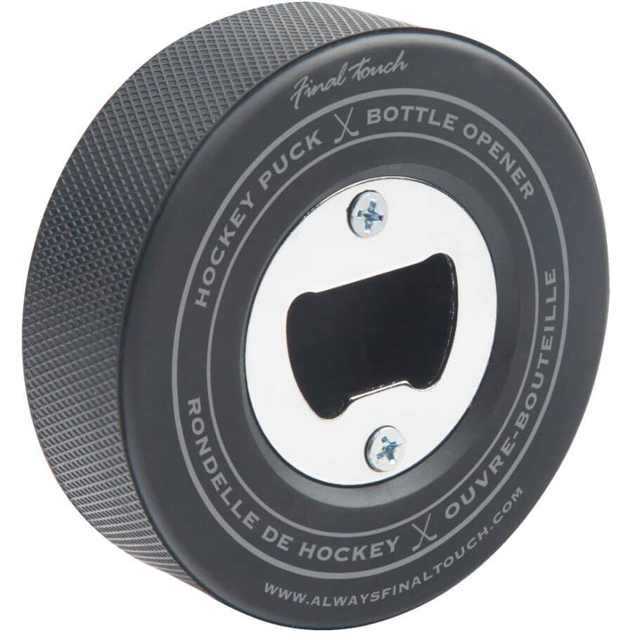 FINAL TOUCH Hockey Puck Bottle Opener & Coaster | Home Hardware