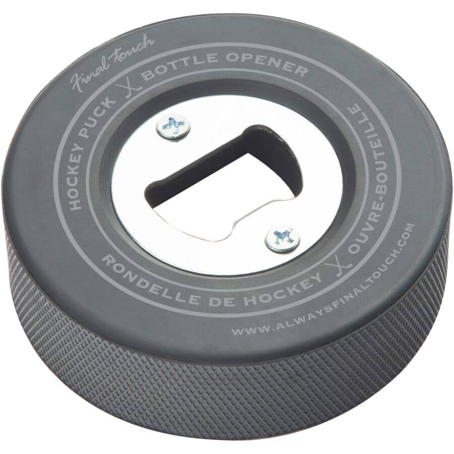 FINAL TOUCH Hockey Puck Bottle Opener & Coaster | Home Hardware