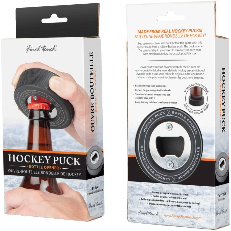 FINAL TOUCH Hockey Puck Bottle Opener & Coaster | Home Hardware