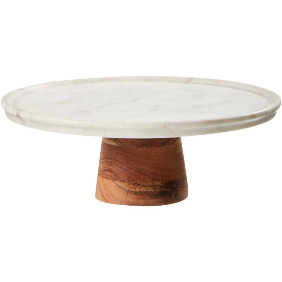 KOPPERS HOME Marble & Wood Round Cake Tray | Home Hardware