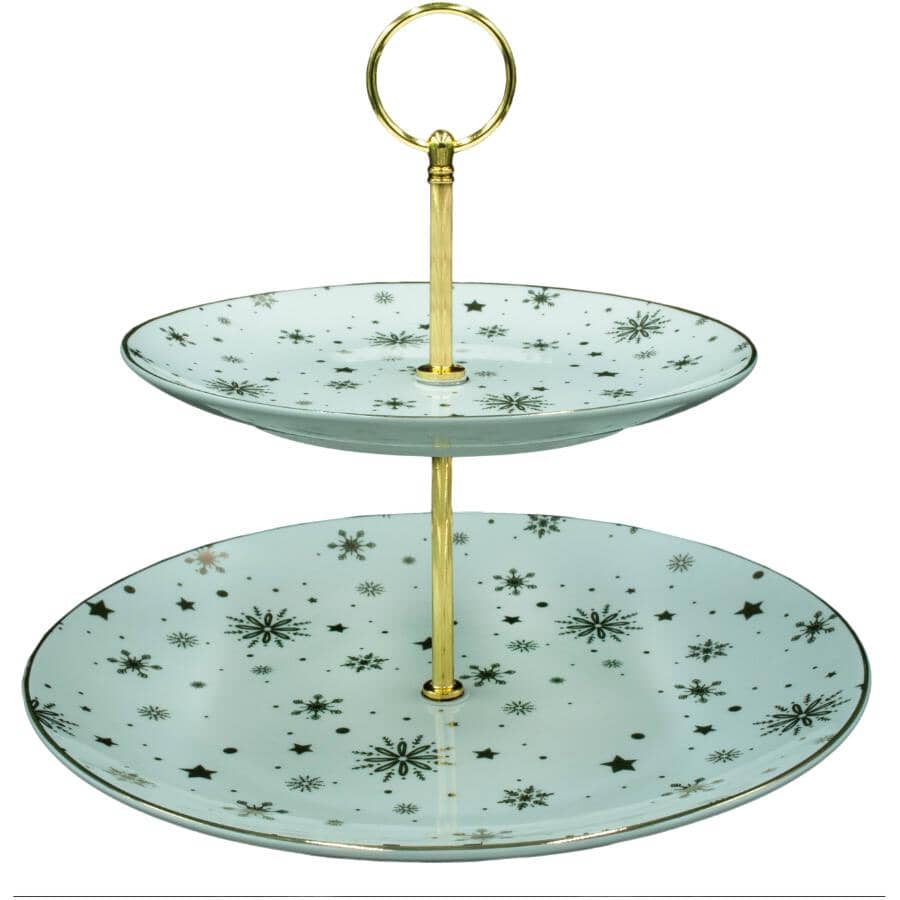 KITCHEN BASICS 2 Tier Porcelain Cake Stand | Home Hardware