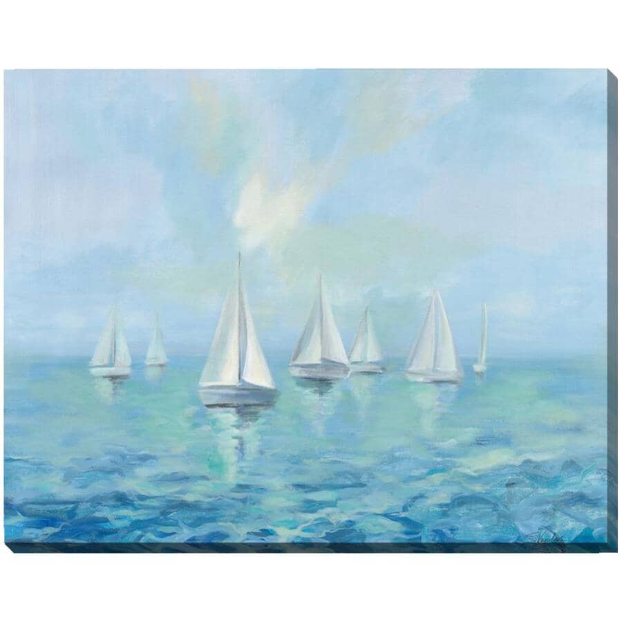 STREAMLINE ART 22" x 28" Boats in the Haze Wall Plaque | Home Furniture