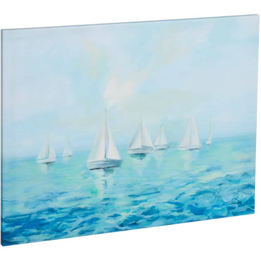 STREAMLINE ART 22" x 28" Boats in the Haze Wall Plaque | Home Furniture