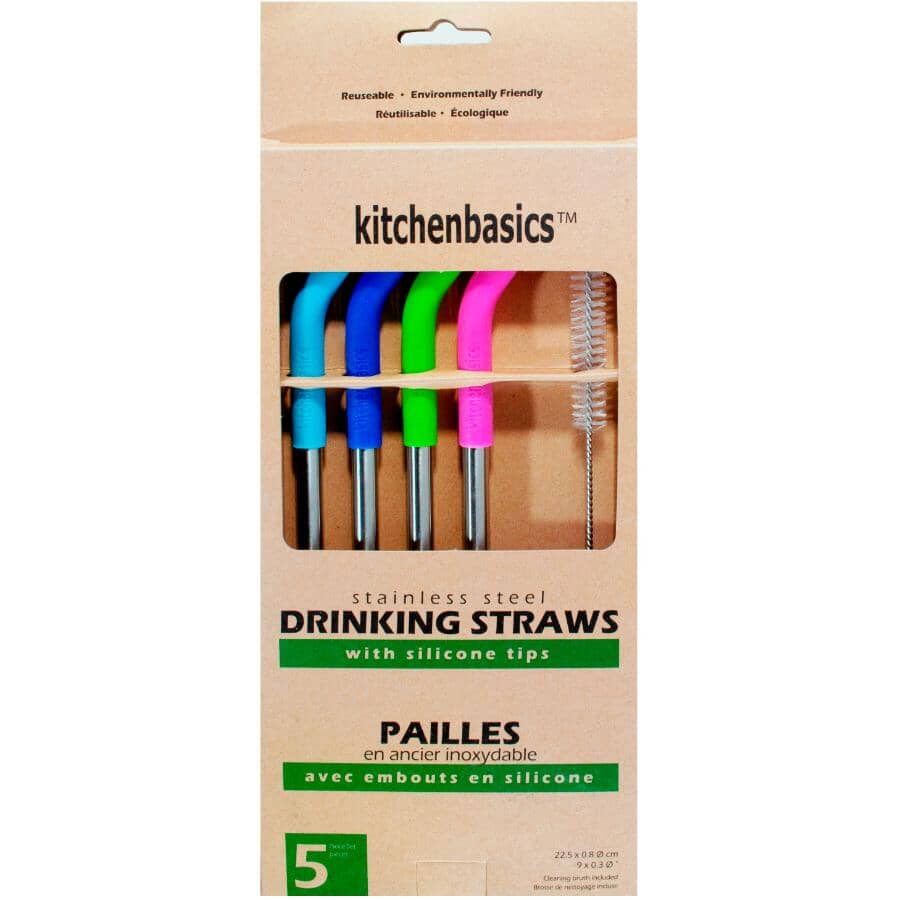 KITCHEN BASICS Reusable Stainless Steel Straw Set | Home Hardware