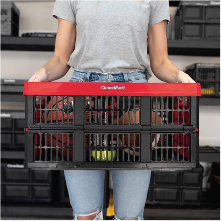 CLEVERMADE Red Collapsible Storage Crate | Home Hardware