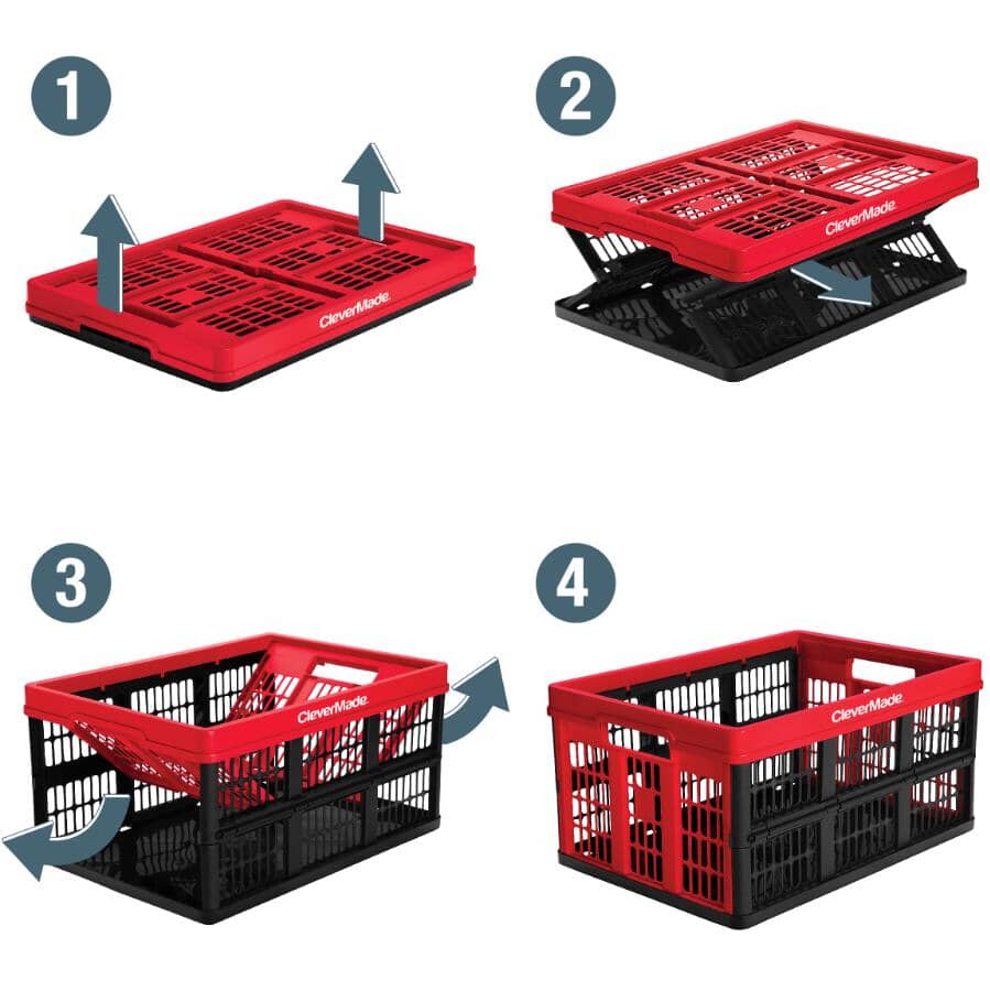 CLEVERMADE Red Collapsible Storage Crate | Home Hardware