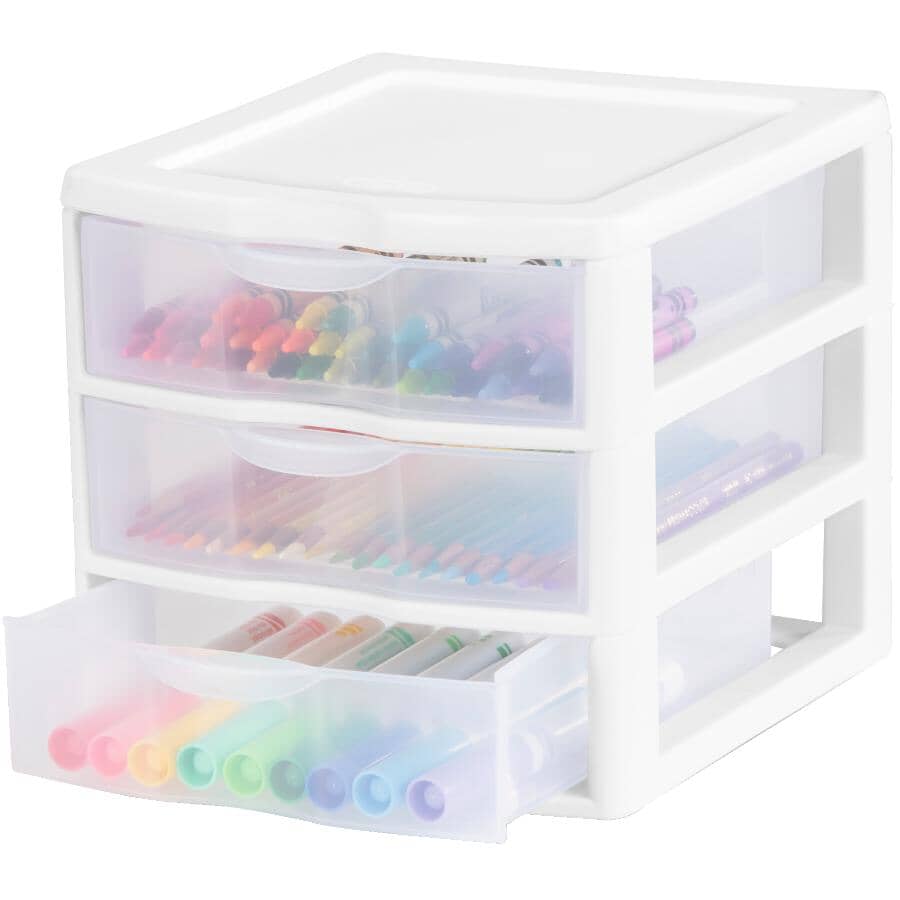 STERILITE White Mini Plastic 3 Drawer Stackable Chest | Home Hardware