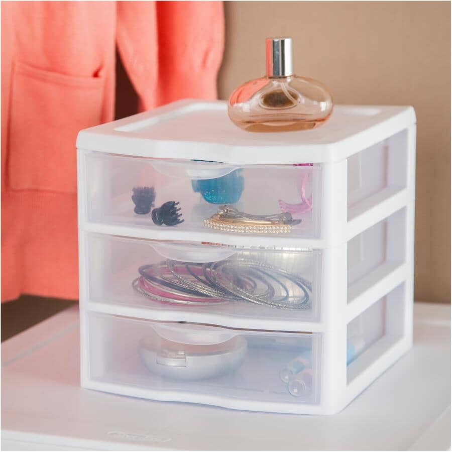 STERILITE White Mini Plastic 3 Drawer Stackable Chest | Home Hardware