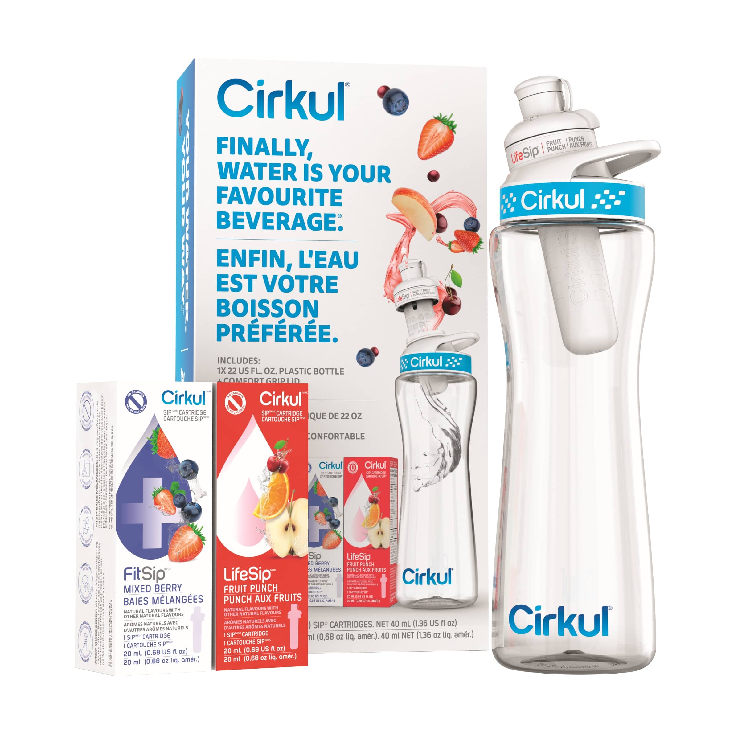 CIRKUL 22 oz Plastic Water Bottle with Blue Lid | Home Hardware