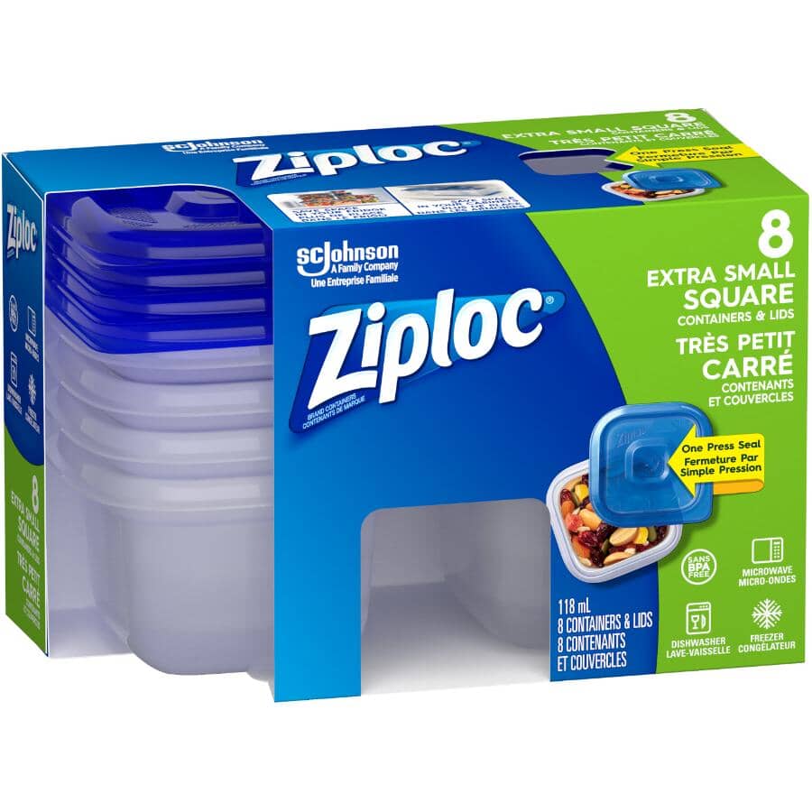 Ziploc 8 Pack Extra Small Disposable Square Food Containers | Home Hardware