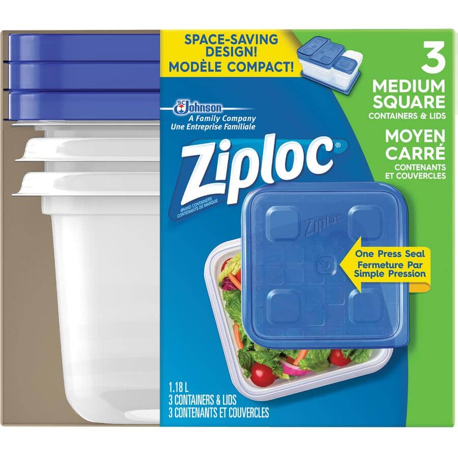 Ziploc 3 Pack Medium Disposable Square Food Containers | Home Hardware