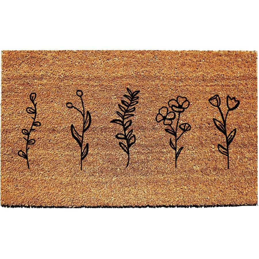 KOPPERS HOME Black Floral Coir Door Mat | Home Hardware