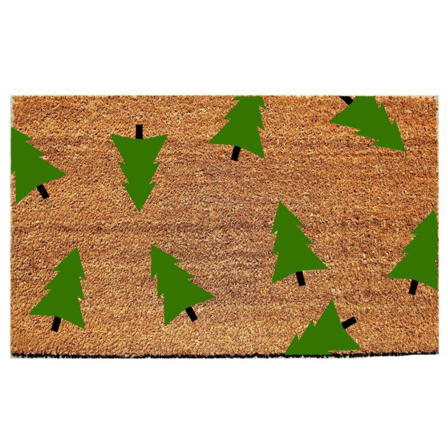 KOPPERS HOME Green Pine Trees Coir Door Mat | Home Hardware