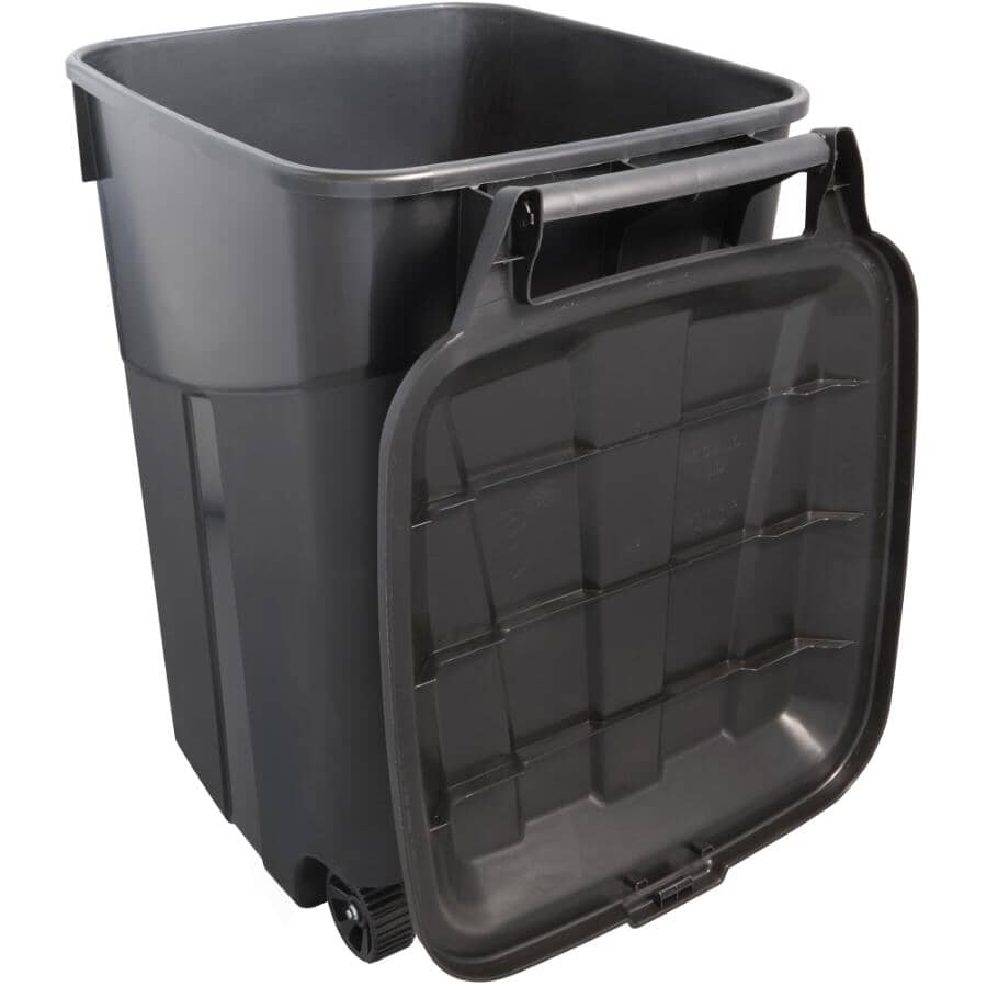 UNITED SOLUTIONS Rough & Ready Wheeled Garbage Can with Attached Lid ...