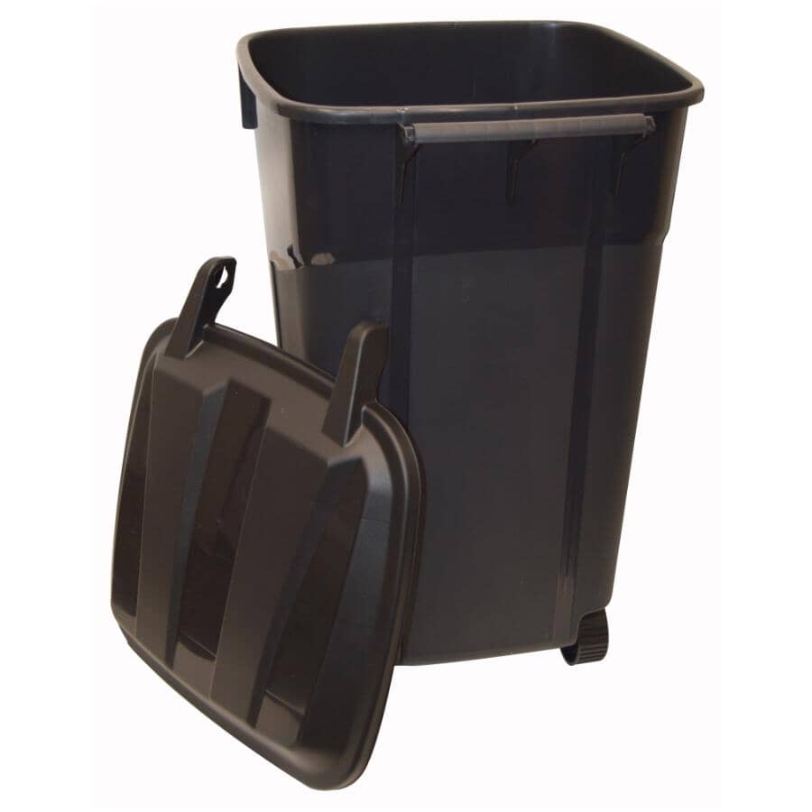 UNITED SOLUTIONS Rough & Ready Wheeled Garbage Can with Attached Lid ...