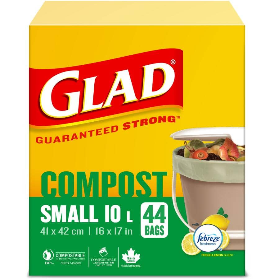 GLAD 16" x 17" Small Compost Bags with Fresh Lemon Scent | Home Hardware