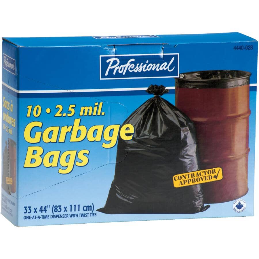 PROFESSIONAL 10 Pack 33" x 44" Black Contractor Garbage Bags | Home ...