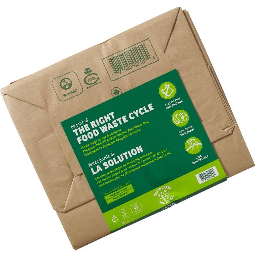 BAG TO EARTH 5 Pack 45L 2 Ply Paper Compost Bags | Home Hardware