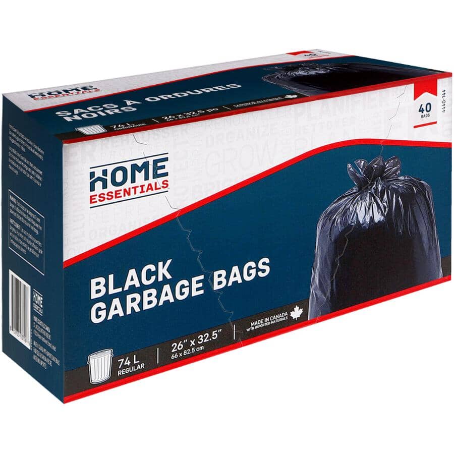 HOME ESSENTIALS 26" x 32.5" Black Garbage Bags | Home Hardware