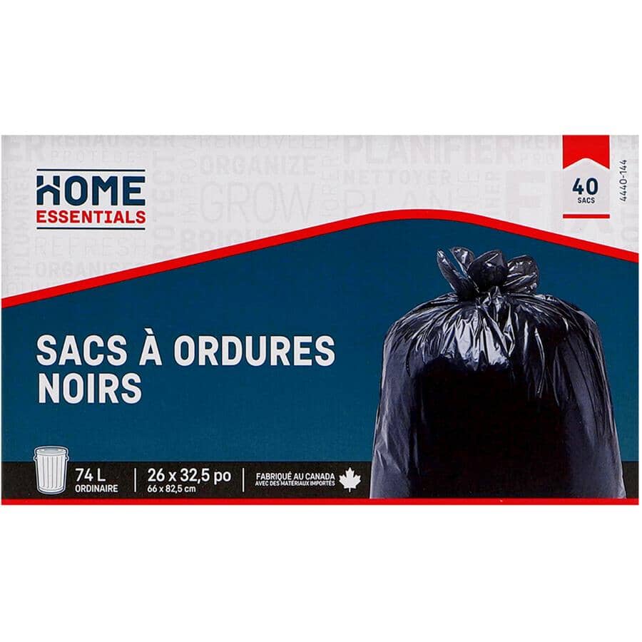 HOME ESSENTIALS 26" x 32.5" Black Garbage Bags | Home Hardware