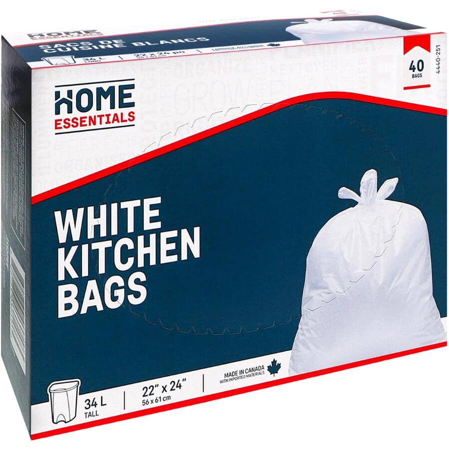 HOME ESSENTIALS 22" x 24" White Garbage Bags | Home Hardware