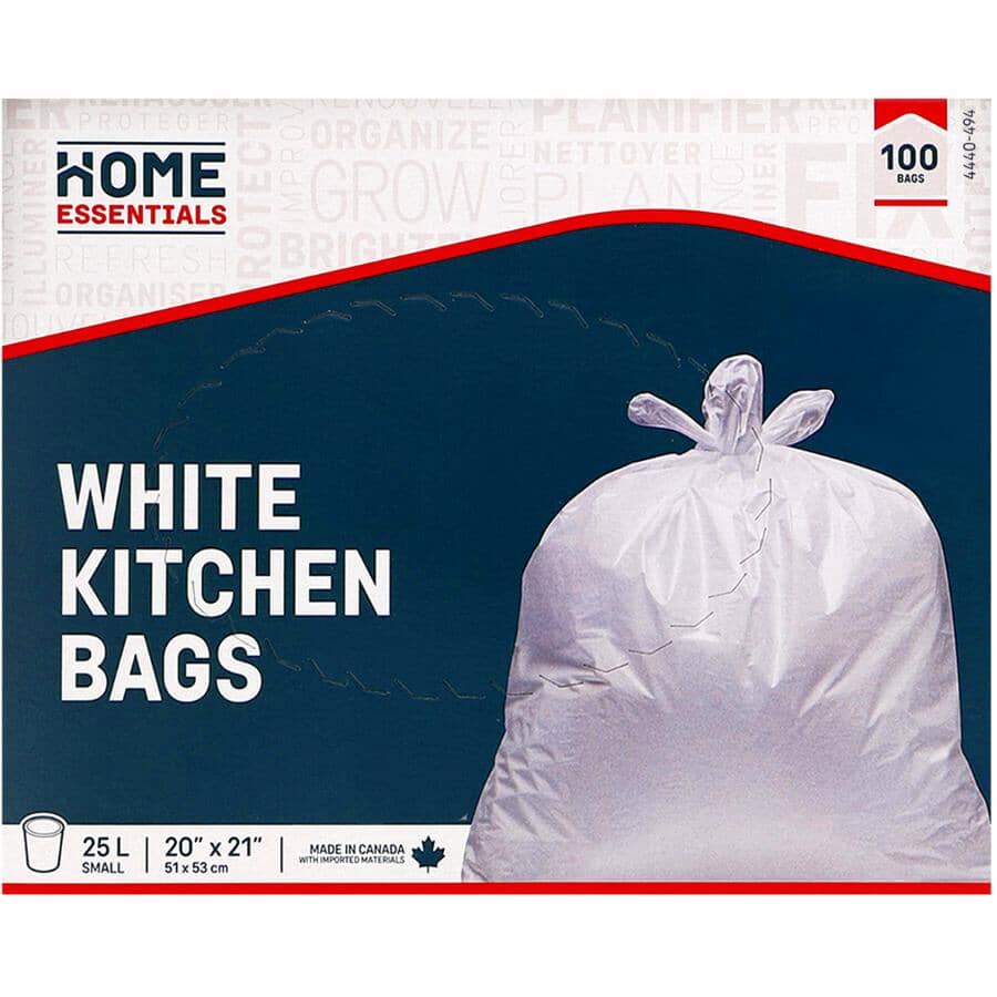 HOME ESSENTIALS 20" x 21" White Garbage Bags -100 Pack | Home Hardware