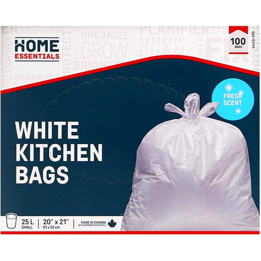 HOME ESSENTIALS 20" x 21" White Fresh Scented Kitchen Garbage Bags ...