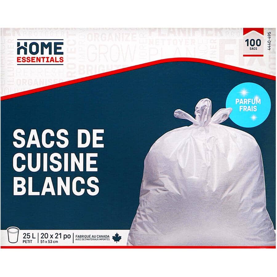 HOME ESSENTIALS 20" x 21" White Fresh Scented Kitchen Garbage Bags ...